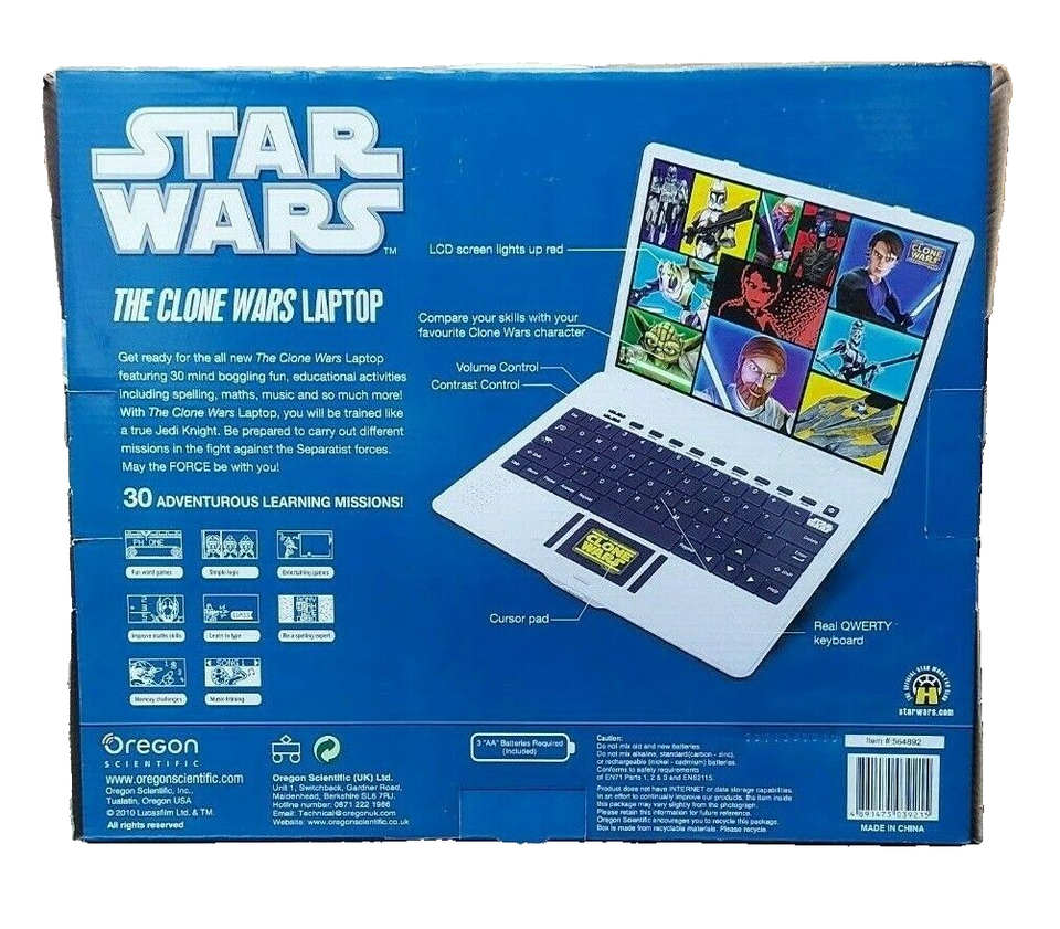 STAR WARS THE CLONE WARS KIDS LEARNING LAPTOP By OREGON BRAND NEW RRP £ ...