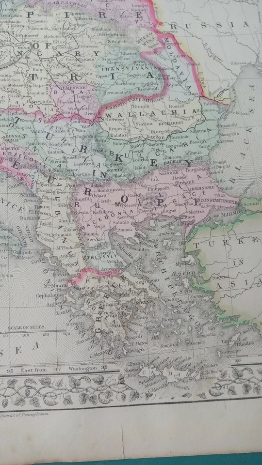 1867 Map of the Austrian Empire, Italian States, Turkey in Europe and ...