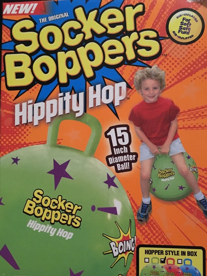 SOCKER BOPPERS Hippity Hop Kids Bouncy Ball with Handle 15" RED NEW ...