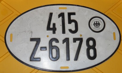Vintage German Oval License Plate 415 Z-6178 | eBay