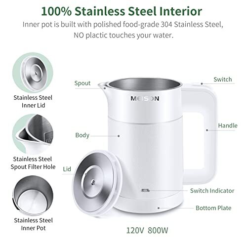 0.6L Small Electric Kettles Stainless Steel Travel Mini Hot Water ...
