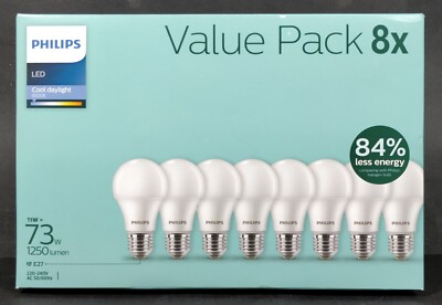 8 x Philips 11W LED Light Globes Bulbs E27 Screw ES Daylight 6500K ...