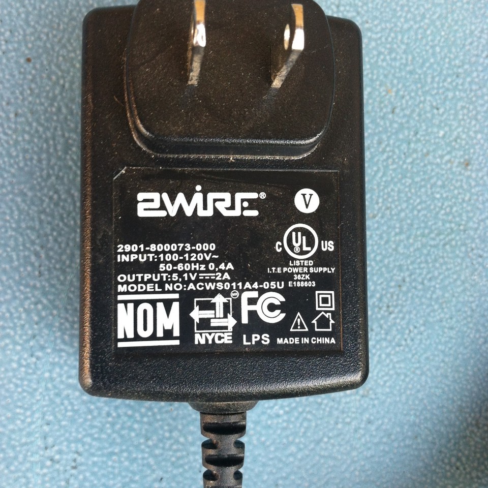 2WIRE AC/DC Power Supply/Switching Adapter 2901-800073-000, 5.1V, 2A | eBay