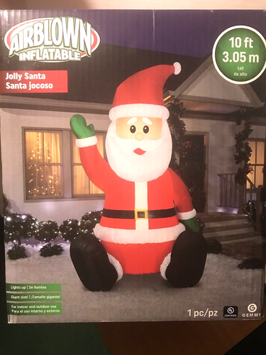 Santa Inflatable 10 Foot Christmas Decoration Lights Up Giant Jolly ...