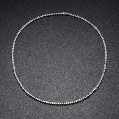 3mm D VVS Moissanite Tennis Necklace Three Prong 925 Sterling Silver ...