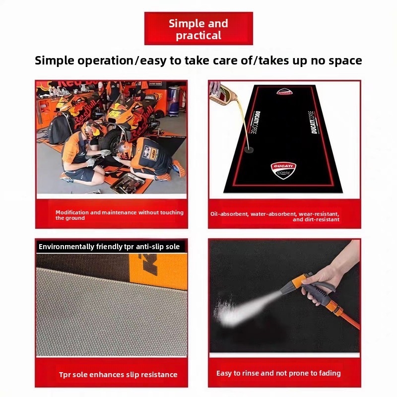 motorcycle Garage Mat Workshop Carpet rug 220x80cm TPR Rubber For Honda ...