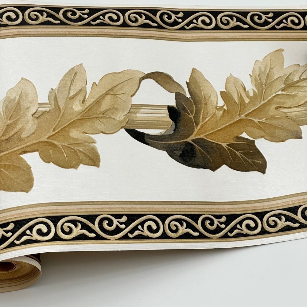 Vintage Norwall Wallpaper Border NS76909 Lot 3A Gold Leaves