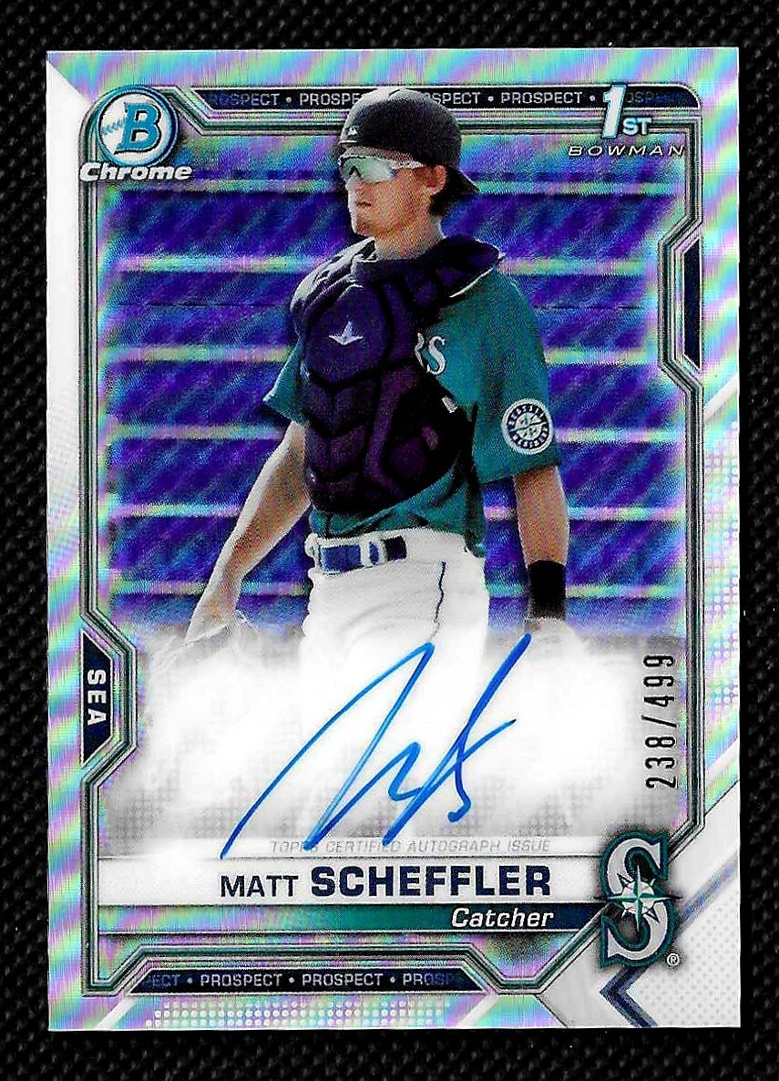 MATT SCHEFFLER 2021 Bowman Chrome Prospect REFRACTOR ON CARD Auto #/499 ...