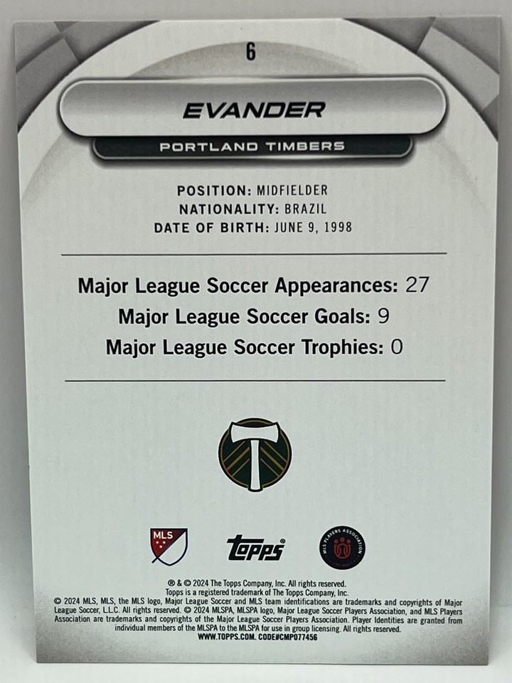2024 Topps Superstars MLS EVANDER Golden /50 PORTLAND TIMBERS #6 | eBay