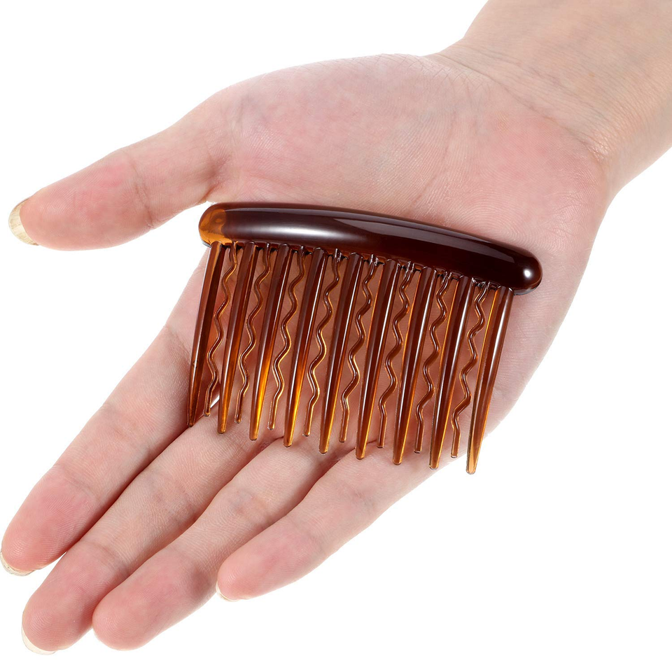 12 Pieces Tortoise Side Combs Plastic Teeth Hair Comb for Fine Hair ...
