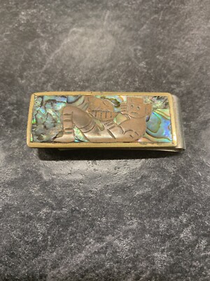 Early Silver And Abalone Aztec Money Clip | eBay