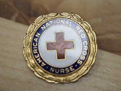 Sterling AMERICAN NATIONAL RED CROSS NURSE Enameled Pin Pinback Badge ...