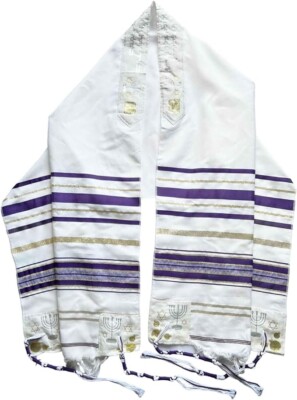 Purple Jewish Tallit Prayer Shawl Scarf 72 x 22" w/ Bag for Men Women ...