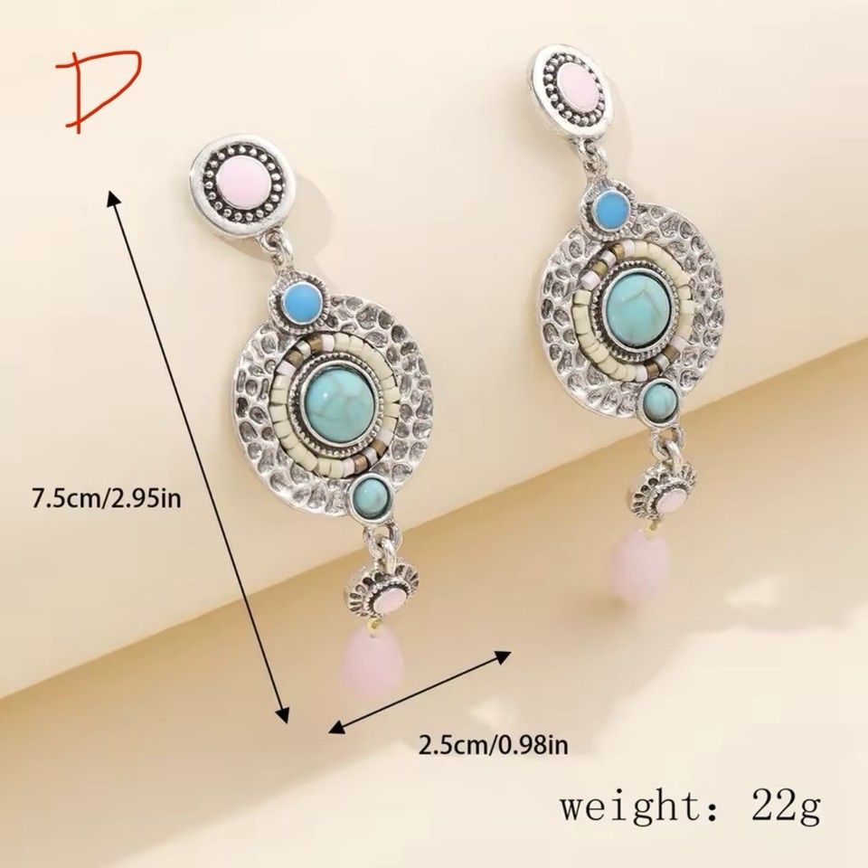 Lucky Brand Bohemian Ethnic Earrings Turquoise Inlaid Exquisite Dot ...