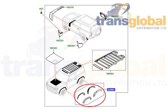 Genuine Land Rover Defender 2020 Wheel Arch Protection Kit VPLEP0381 ...
