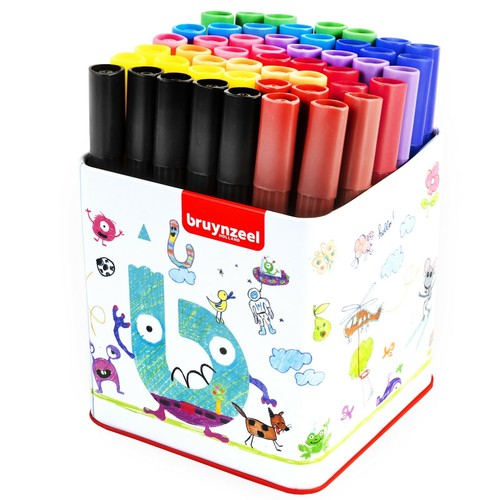 Bruynzeel Triple Felt Tip Pens - Triangular Shaped Barrel - Gift Tin of ...
