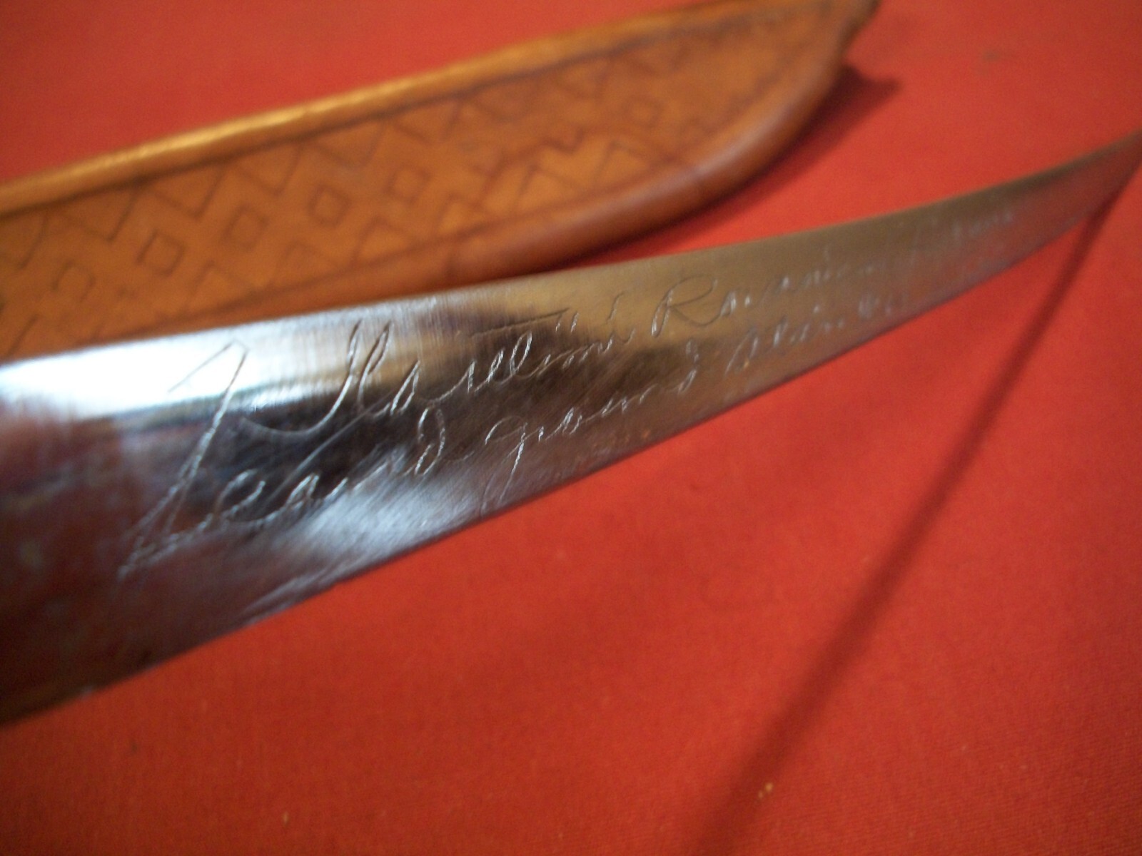 J. Marttiini Filet Knife W/ Leather Sheath & Hand Scrip Signiture Blade ...