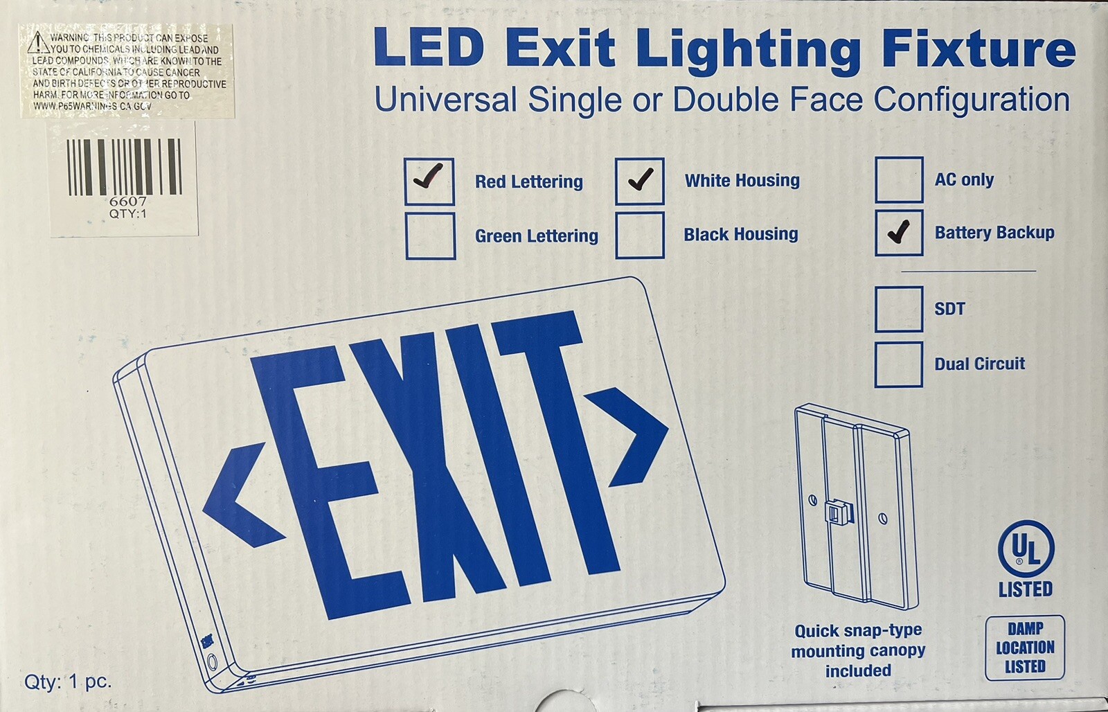 6 Pak Emergency Exit RED LED Light Fixtures Model EZXTEU2RWEM | eBay