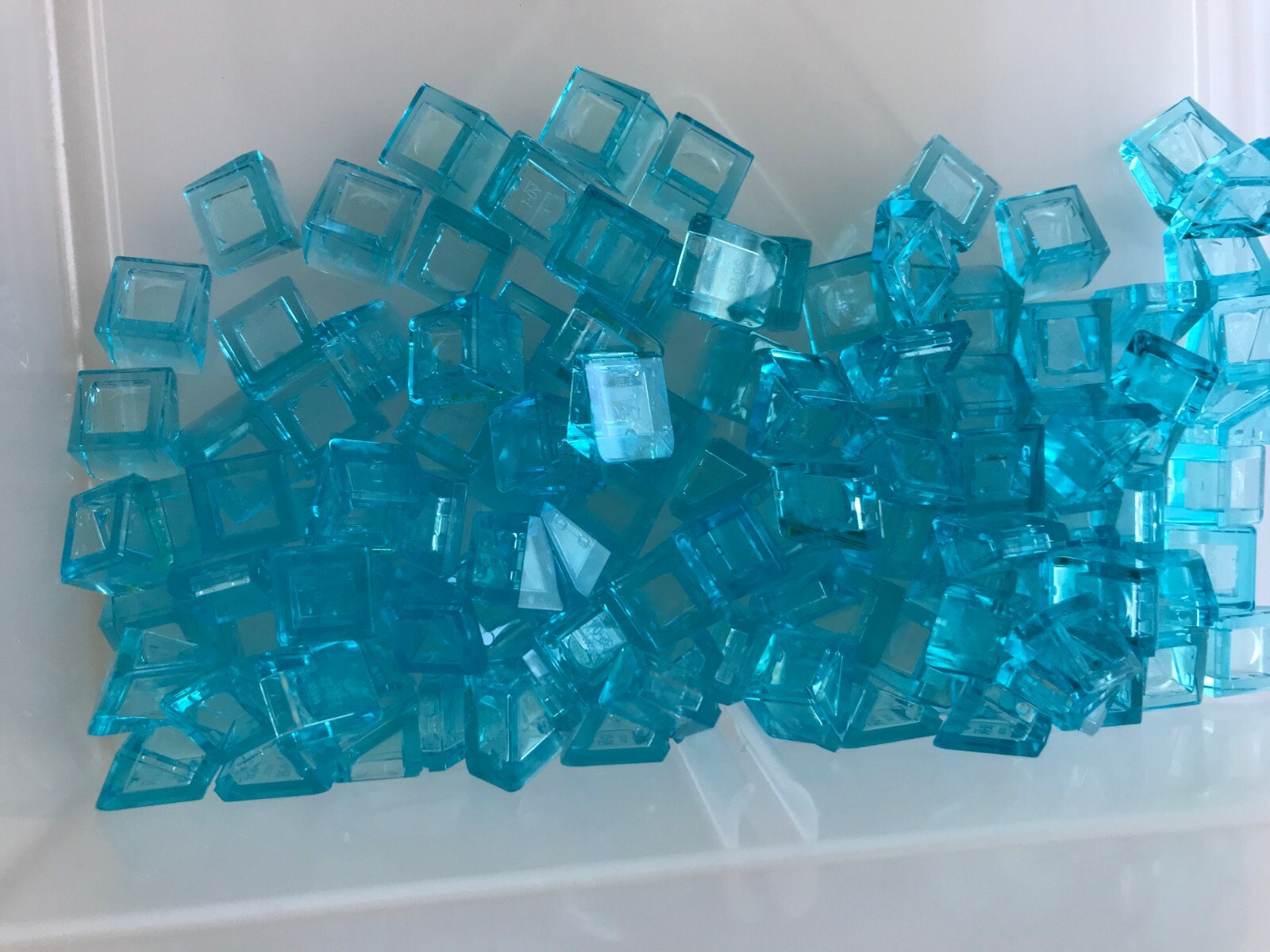 LEGO- NEW- #54200 TRANS LIGHT BLUE- TILES 1 X 1 X 2/3/ CHEESE SLOPE-150 ...