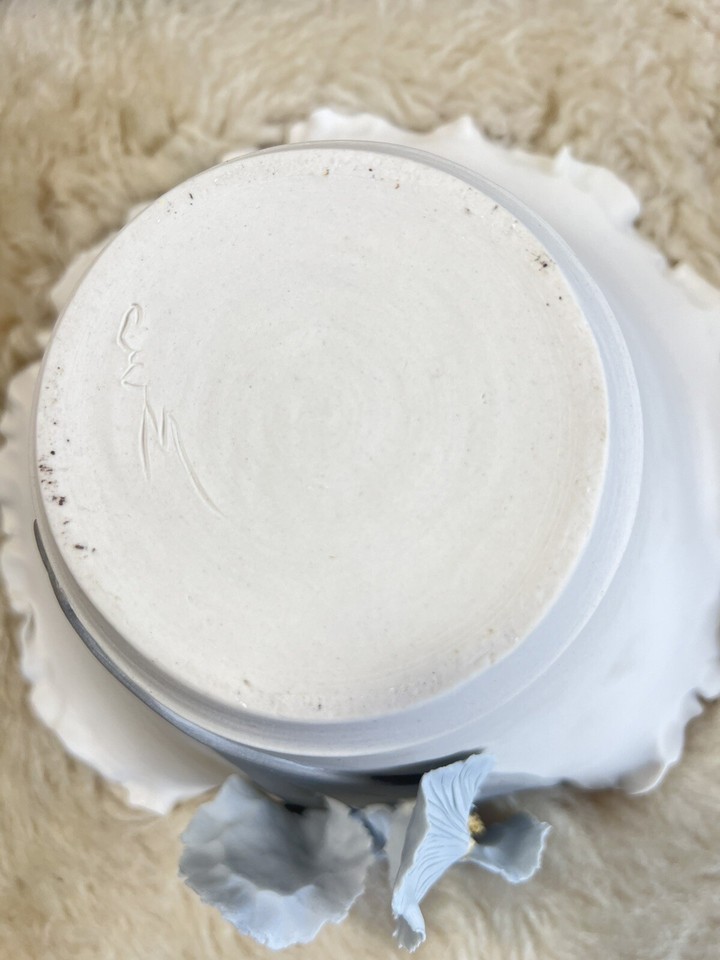 Beautiful Signed Clay Vase Vintage Iris Handmade Porcelain Delicate ...