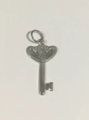 14k White Gold Key Charm Pendant | eBay