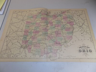 1875 Antique Map / RAILROAD MAP OF OHIO | eBay
