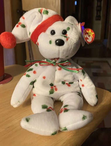 Ty - Beanie Baby - 1998 Holiday Teddy Bear (jingle bell hat RARE) #509 ...
