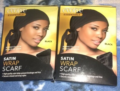 2 FIRSTLINE EVOLVE ESSENTIALS BLACK SATIN WRAP HEAD SCARF #440 - | eBay