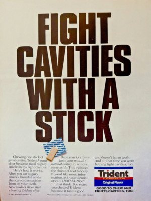 1988 Trident Chewing Gum PRINT AD Fight Cavities With A Stick | eBay
