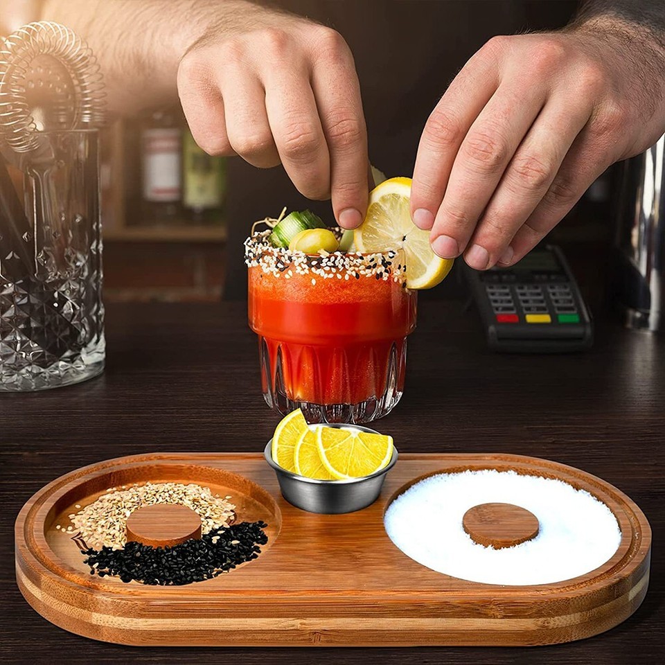 Wood Cocktails Salt Sugar Glass Rimmer Glass Rimming Tray Bartender ...