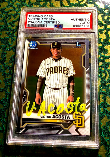 Victor Acosta Autograph Rookie PSA Authentic 2021 Bowman Chrome Auto RC ...