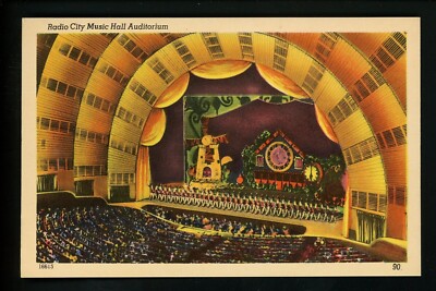 New York City NY postcard Radio City Music Hall linen Colourpicture | eBay