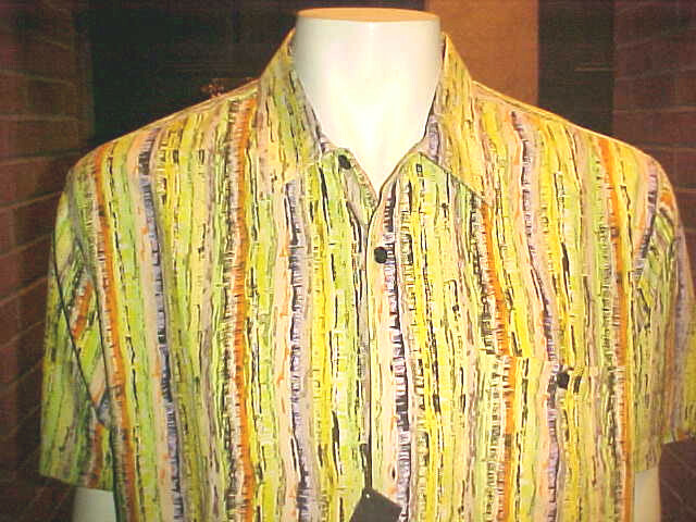 NWT MEN'S GENELLI SILK SHIRT SHORT SLEEVE GEOMETRIC MULTICOLOR SIZE ...