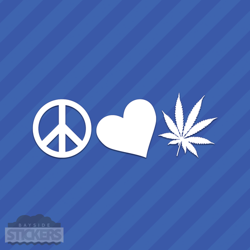 Peace Love Marijuana Vinyl Decal Sticker Pot Leaf Weed | eBay