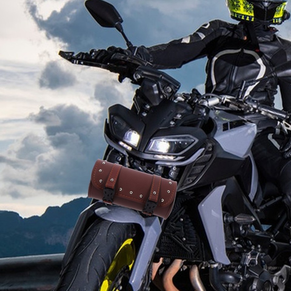 Motorcycle Saddlebag PU Organizer Motorcycle Fork Bag Roll Barrel Side ...