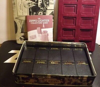 Vintage Zippo Lighter Display Case Tin made in 1990's Holds10 Lighters ...