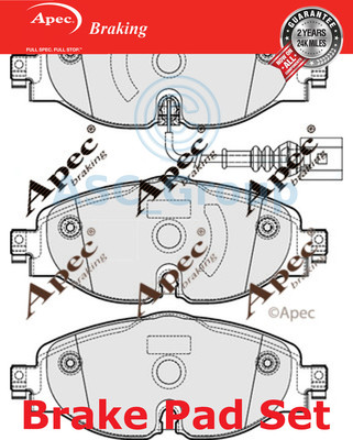 Apec Front Brake Pads Set OE Quality Replacement with Wear Indicator ...