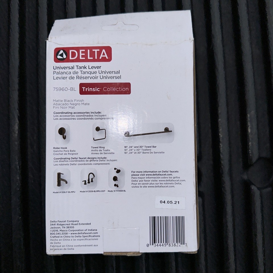 Delta 75960-BL Black Trinsic Side Universal Tank Lever-NEW *L108 ...