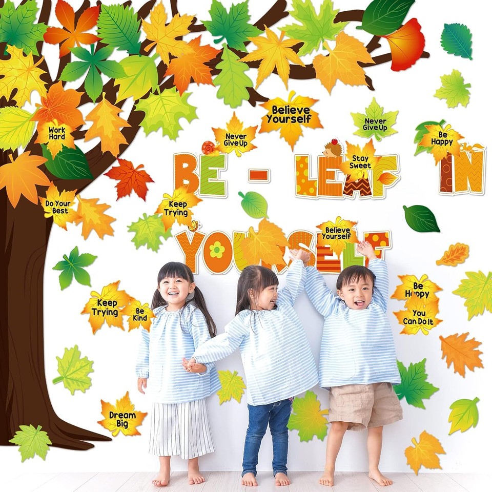 90 Pcs Growth Mindset Bulletin Board Decorations Classroom Tree, Fall ...