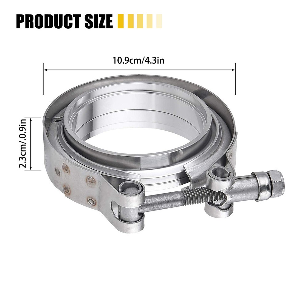 3" Inches V-Band Flange&Clamp Kit Male/Female With Ridge Exhaust ...