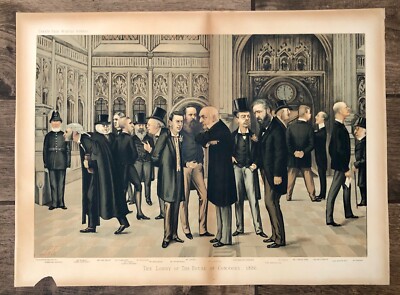 Antique 1886 "The Lobby of The House of Commons" Vanity Fair Lithograph ...