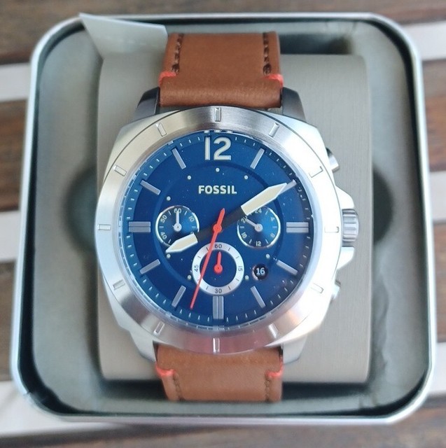 Fossil Privateer Sport Blue Dial Brown Leather Straps Men's Watch BQ2764 for sale online | eBay