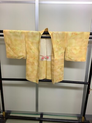 Japanese Vintage Kimono Haori Jacket polyester yellow tradition Height ...