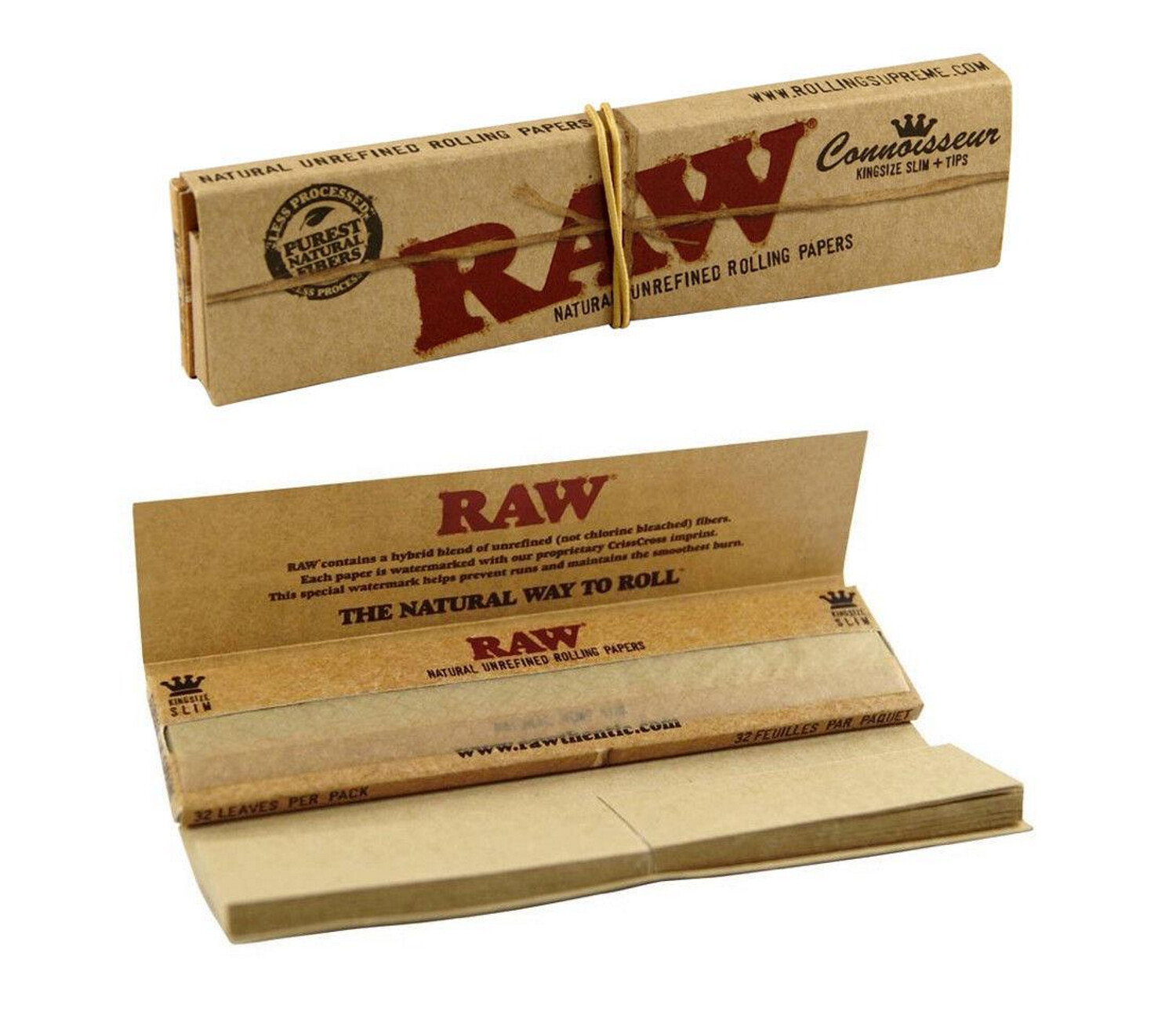 RAW Classic Connoisseur King Size Rolling Papers +Tips 24 Booklets ...