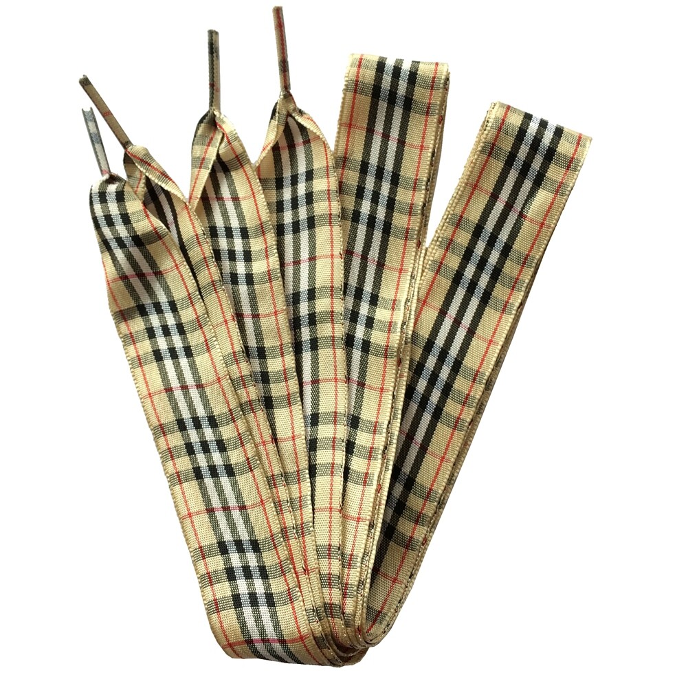 1" Wide Plaid Shoelaces Checkered Ribbon Shoe Lace f. Sneakers Sport ...