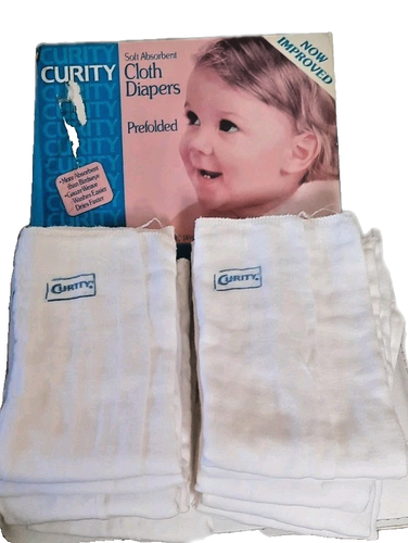 Vintage Baby Curity Prefolded 14 1/2" x 20 1/2" Cloth Diapers SET OF 12 ...