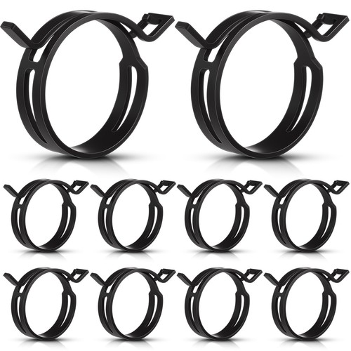 10 Pieces Constant Tension Band Hose Clamps Black Fuel Line Clips 12mm ...