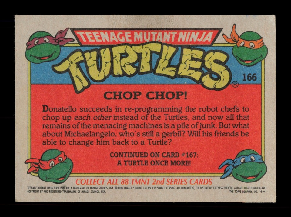 Chop Chop! 166 Teenage Mutant Ninja Turtles 1989 Trading Card TCG | eBay