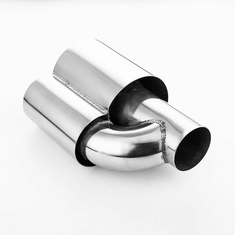 2.5" Inlet Exhaust Tip Dual Round Straight Cut 4.5" Outlet 304 ...