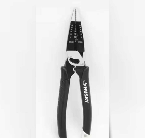 Husky 8 in. Multi-Function Long Nose Pliers with Rubber Handle Model ...
